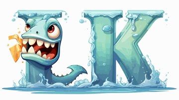 Cartoon Illustration Of Letter K Monster Smiling Premium Ai Generated