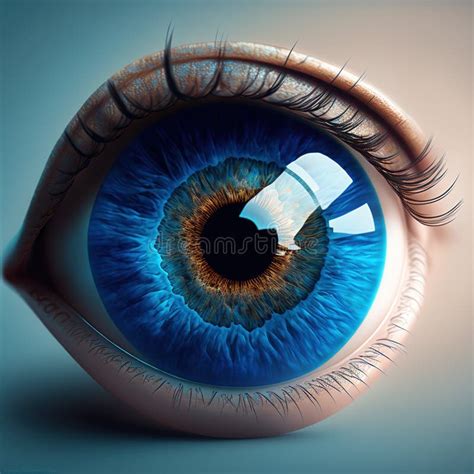 Blue Human Eye Close Up Generative Ai Stock Illustration