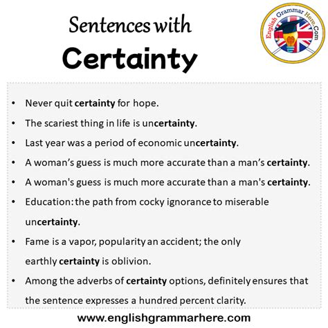 Sentences With Certainty Certainty In A Sentence In English Sentences