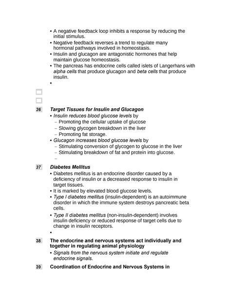 Target Tissues For Insulin And Glucagon A Negative Feedback Loop Inhibits A Response By