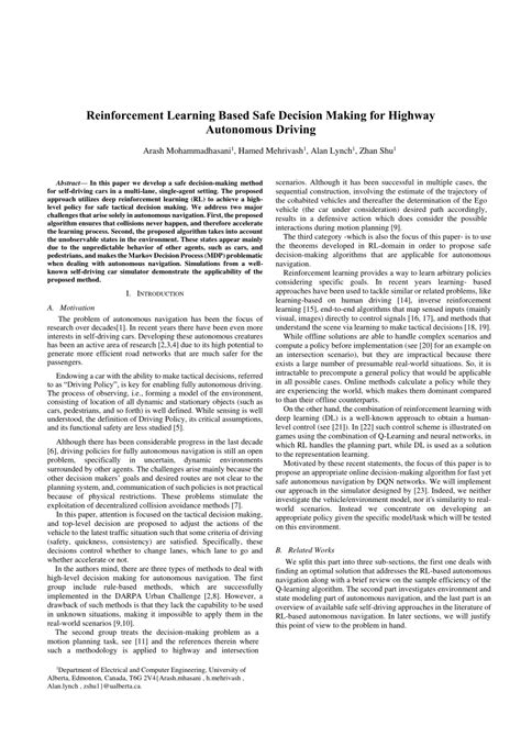 Pdf Reinforcement Learning Based Safe Decision Making For Highway