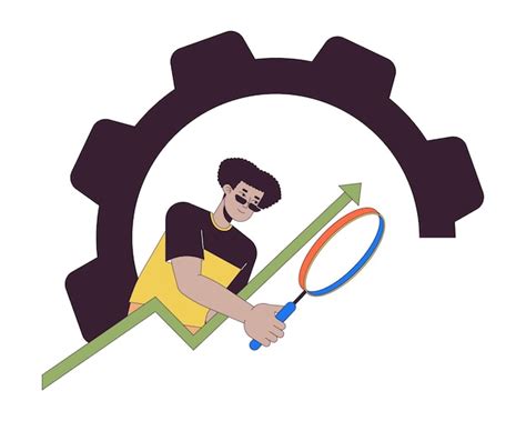 Premium Vector Hispanic Data Analyst 2d Linear Cartoon Character