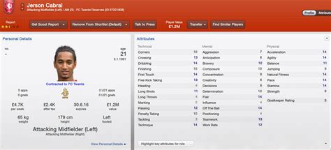 Fm 2013 Player Profile Of Jerson Cabral