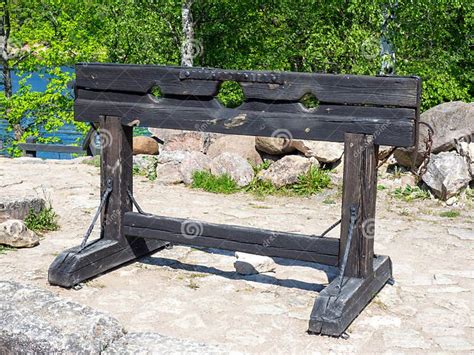 Closeup Of A Wooden Pillory Stock Image Image Of Crime Legal 319112977