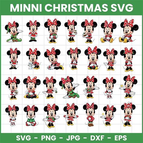 Christmas Minnie Mouse Svg Bundle Holiday Cricut Designs Digital