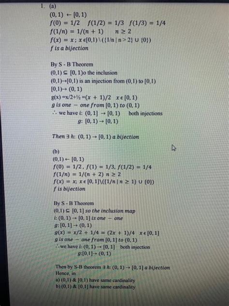 Solved 1 Construct An Explicit Bijection Between The