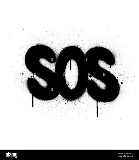 Graffiti Sos Abbreviation Sprayed In Black Over White Stock Vector