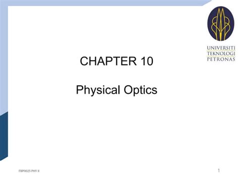 Physical Optics Lecture Notes For Physics Pptx