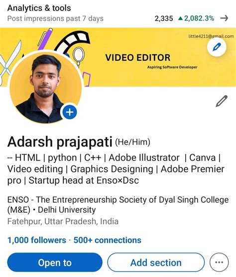 adarsh prajapati on linkedin linkedin grateful 1000followers