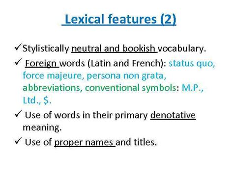 Lecture 10 Distinctive Features Of The Functional Styles