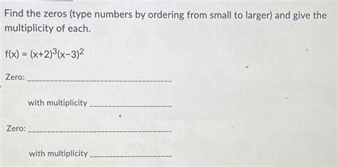 solved find the zeros type numbers by ordering from small