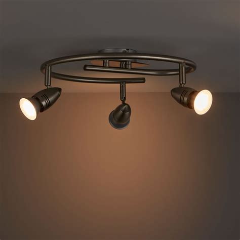 Aspis Satin Chrome Effect Mains Powered 3 Lamp Spotlight Ceiling
