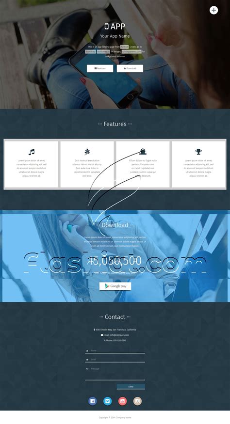 app landing free html5 and css template flashiat