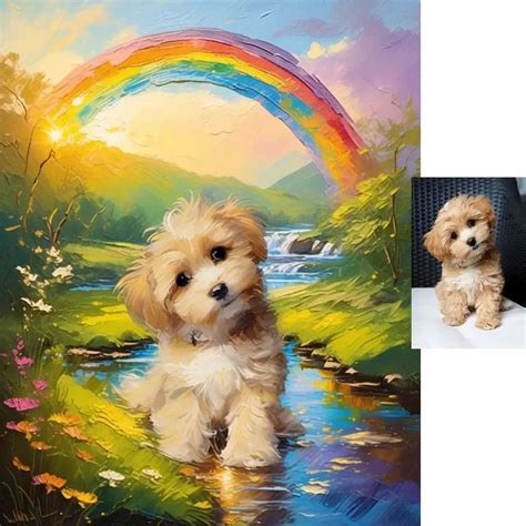 Rainbow Bridge Dog Portrait Hold Their Memory Tailprints