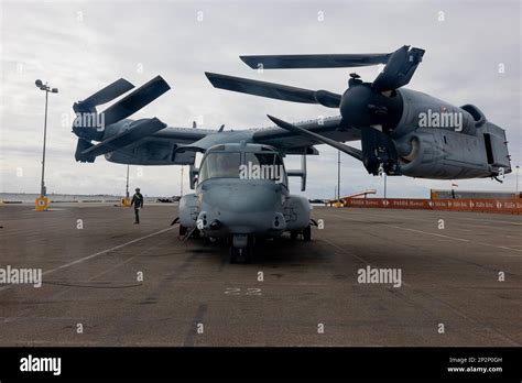 A Us Marine Corps Mv 22b Osprey With Marine Medium Tiltrotor Squadron