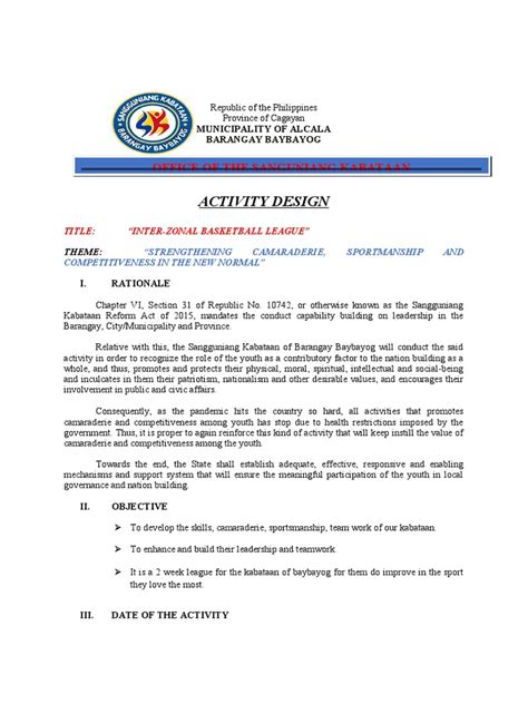 Sk Inter Zonal Basketbaball Activity Design Pdf