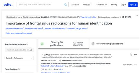 Importance Of Frontal Sinus Radiographs For Human Identification Scite Report