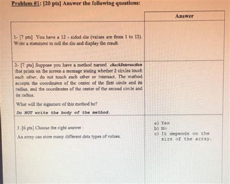Solved Problem 1 20 Pts Answer The Following Questions