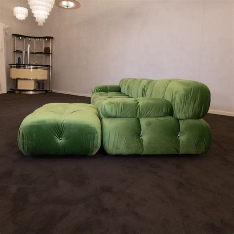 Contemporary Italian Four Piece Camaleonda Sofa In Italian Green Velvet