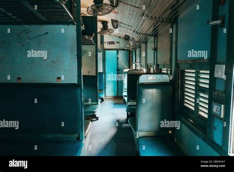 Empty Interior Of An Unreserved Class Carriage On An Indian Railways
