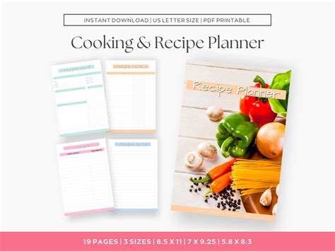 Cooking Planner And Recipe Book Printables Cooking Journal Pages Blank