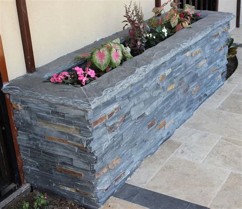 Stacked Stone Planter Boxes