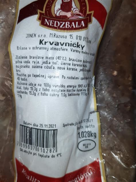 Krvavničky Nedzbala Kalórie Kj A Nutričné Hodnoty Kalorickétabuľky Sk