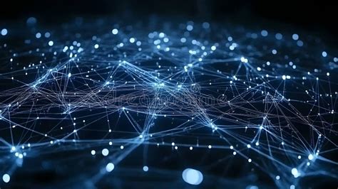 Abstract Network Connection Background. Glowing Nodes and Lines Illustrate Digital Data Flow and ...