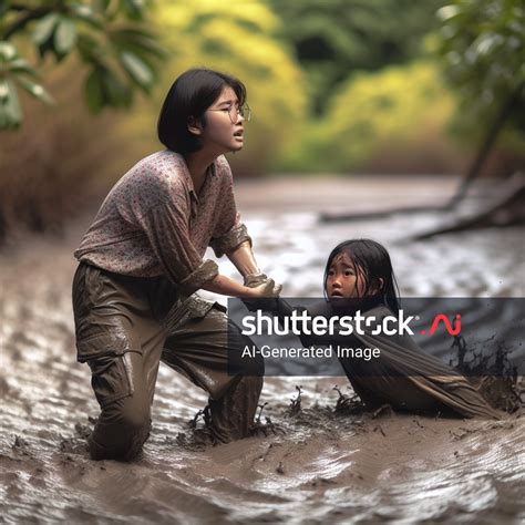 Outdoor Photo Young Girl Being Rescued Ai Generated Image 2476458275