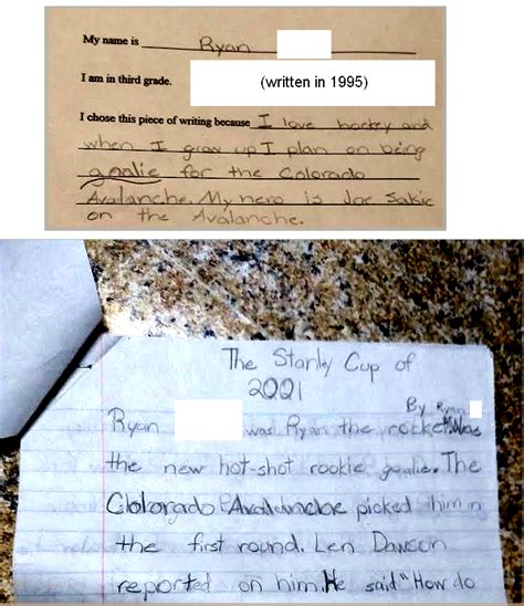 My Mom Saved Some Of My Old School Assignments I Predicted Avs Winning