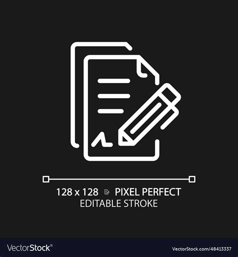 2d Customizable Contract Thin Linear White Icon Vector Image