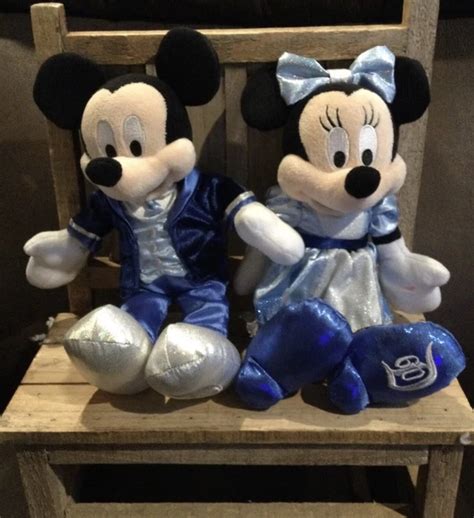 Disneyland 60th Anniversary Mickey And Minnie Mouse Plush Diamond