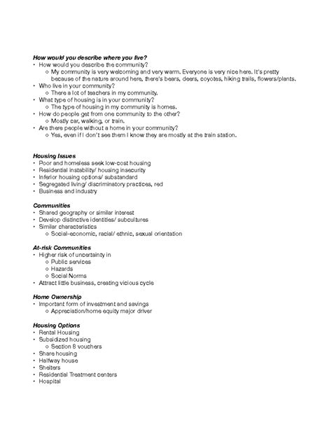 Social Worker Notes 2 How Would You Describe Where You Live How