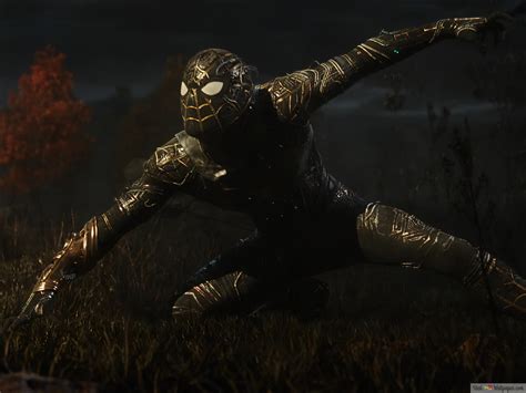 Spider Man No Way Home Spider Man Black Gold Suit 4k Wallpaper Download