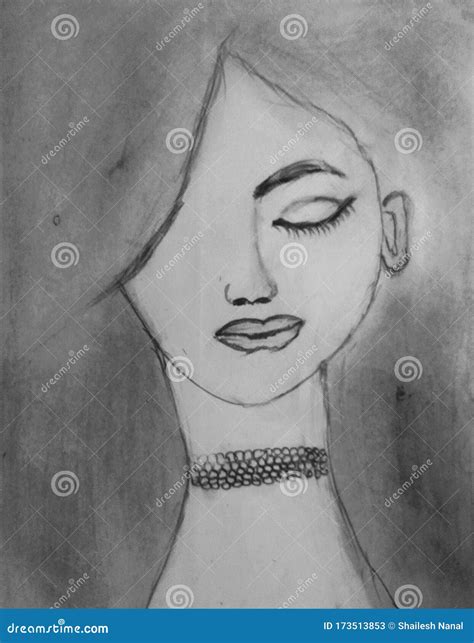 Cute Girl Blushing Sketch Stock Illustration Illustration Of Lovely