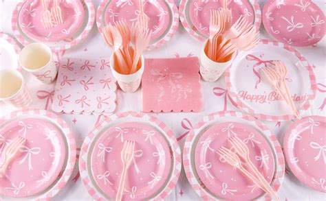 Pink Bow Birthday Decorations 153pcs Bow Party Birthday