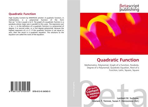 Quadratic Function 978 613 0 34565 5 6130345658 9786130345655