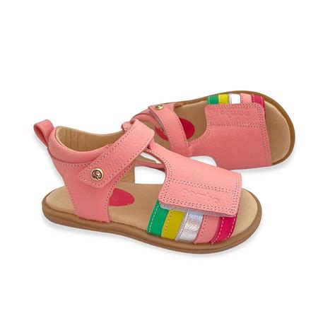 Sandália Infantil Menina Gambo Rosa Arco Íris Sapatos De Menina Calçados