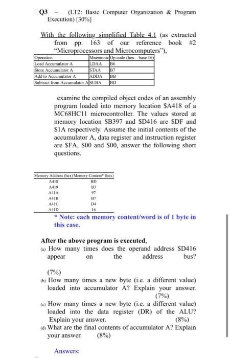 solved q3 lt2 basic computer organization and program