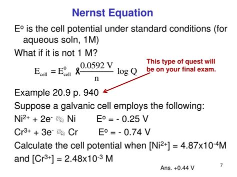 Ppt Electrochemistry Part Iv Spontaneity And Nernst Equation