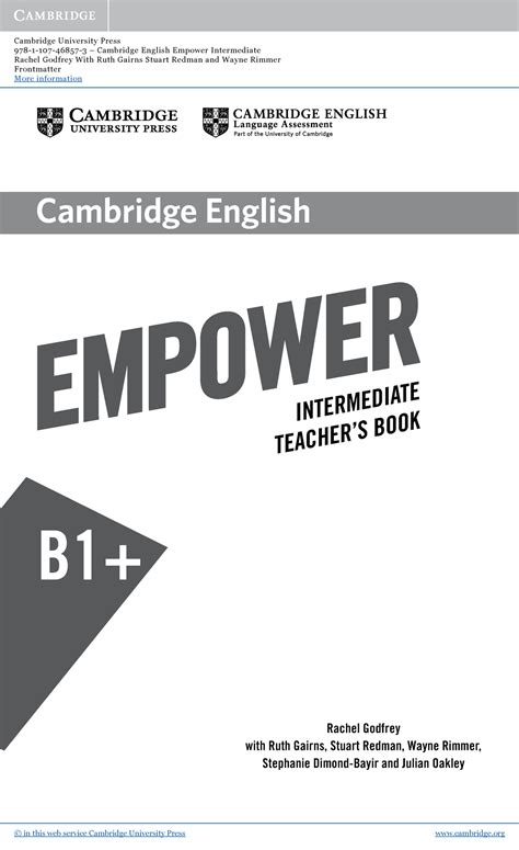 B1 Intermediate Teacher Book 5 Pdf Free Cambridge University Press 978 1 107