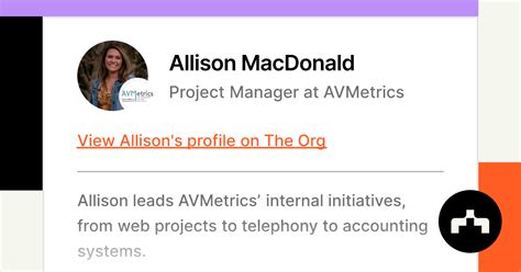 Allison Macdonald Project Manager At Avmetrics The Org