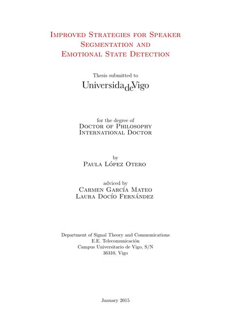 Pdf Improved Strategies For Speaker Segmentation And Emotional State