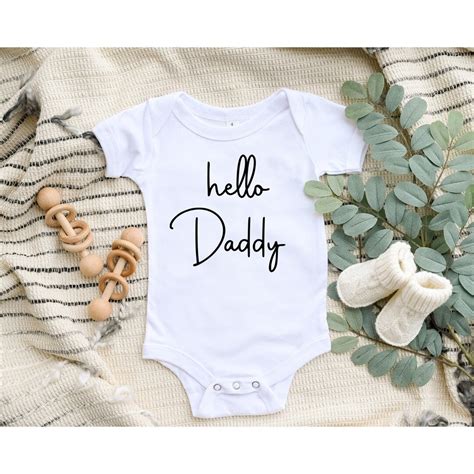 Hello Daddy Pregnancy Announcement Onesie® Pregnancy Reveal To Husband Onesie® Cute Pregnancy