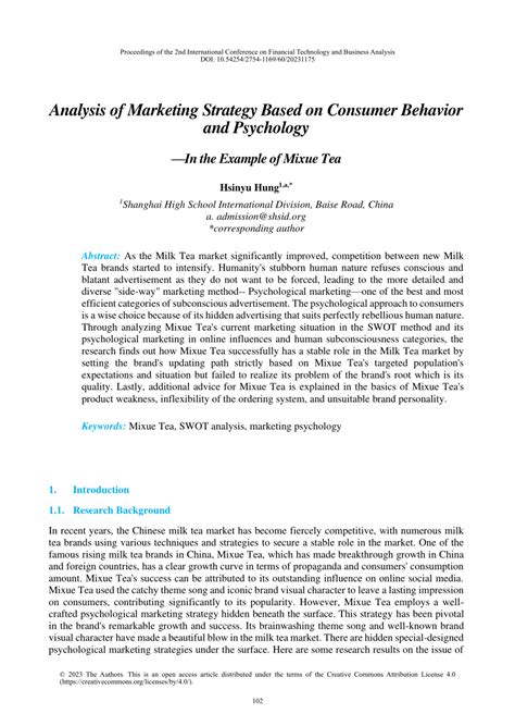 Pdf Analysis Of Marketing Strategy Based On Consumer Behavior And