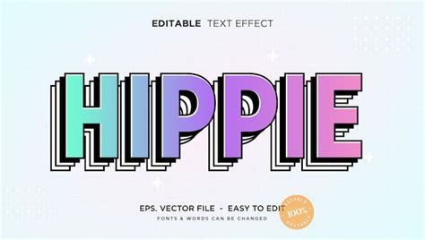Premium Vector Hippie Colorful Editable Text Effect