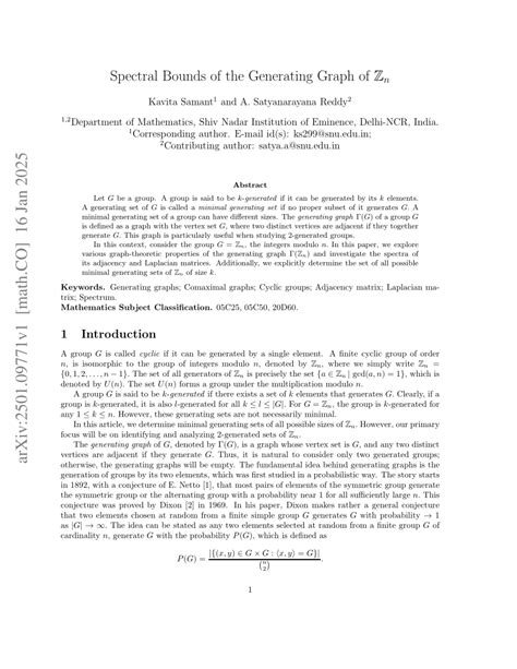 pdf spectral bounds of the generating graph of mathbb{z} n