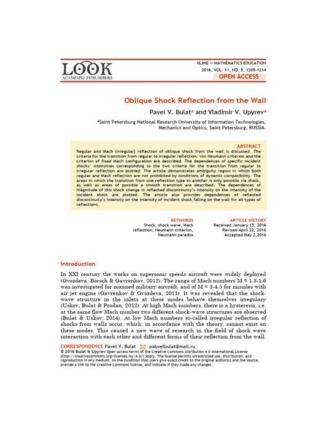 Oblique Shock Reflection From The Wall 2 Pdf