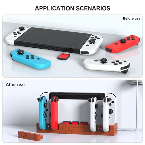 Honson 4 Slot Game Controller Charging Station With 8 Game Cards Storage For Nintendo Switch