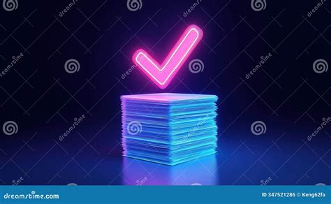 Glowing Checkmark On Dark Background Royalty Free Stock Image 343539874